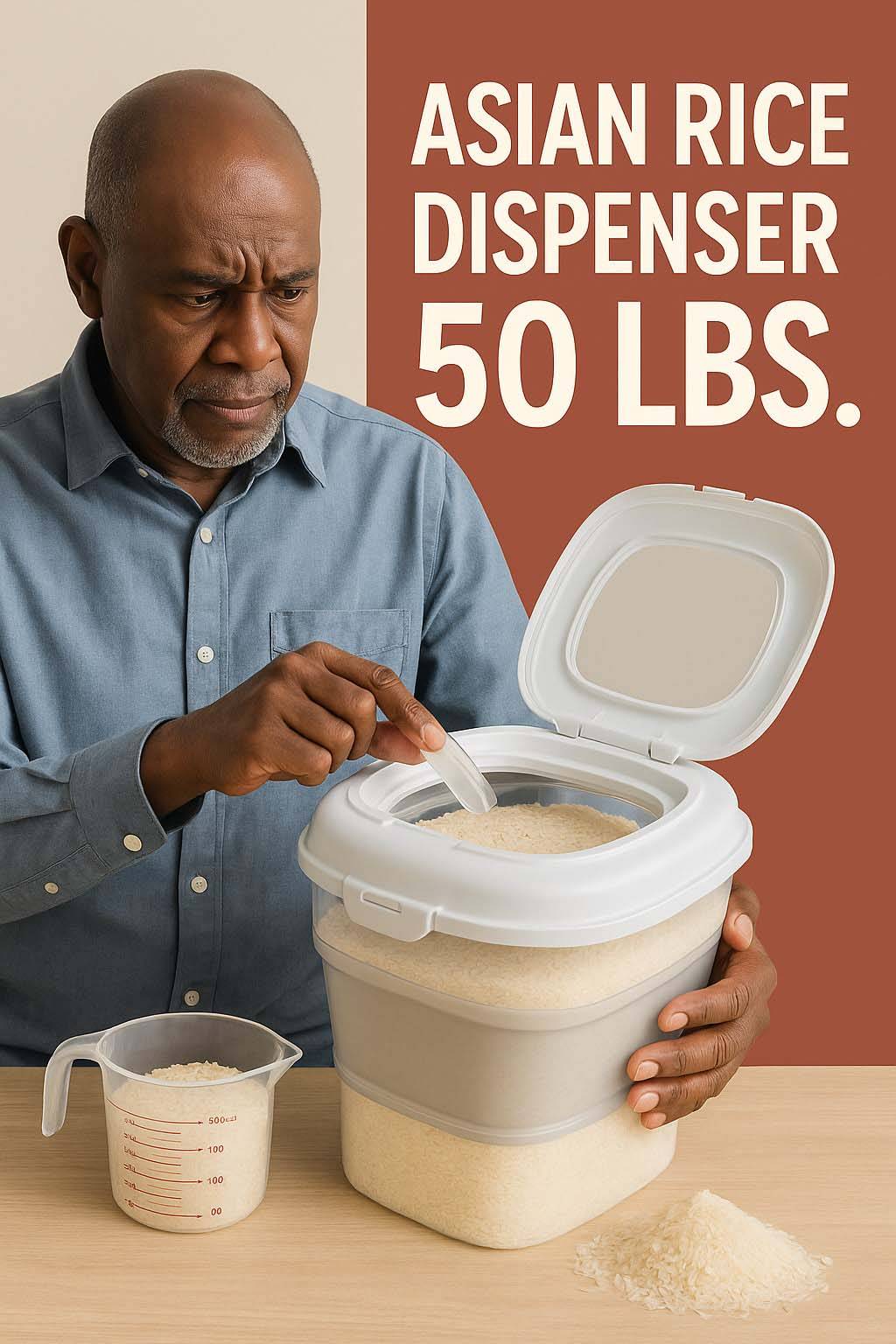 Asian Rice Dispenser 50 lbs: Perfect for Large Families